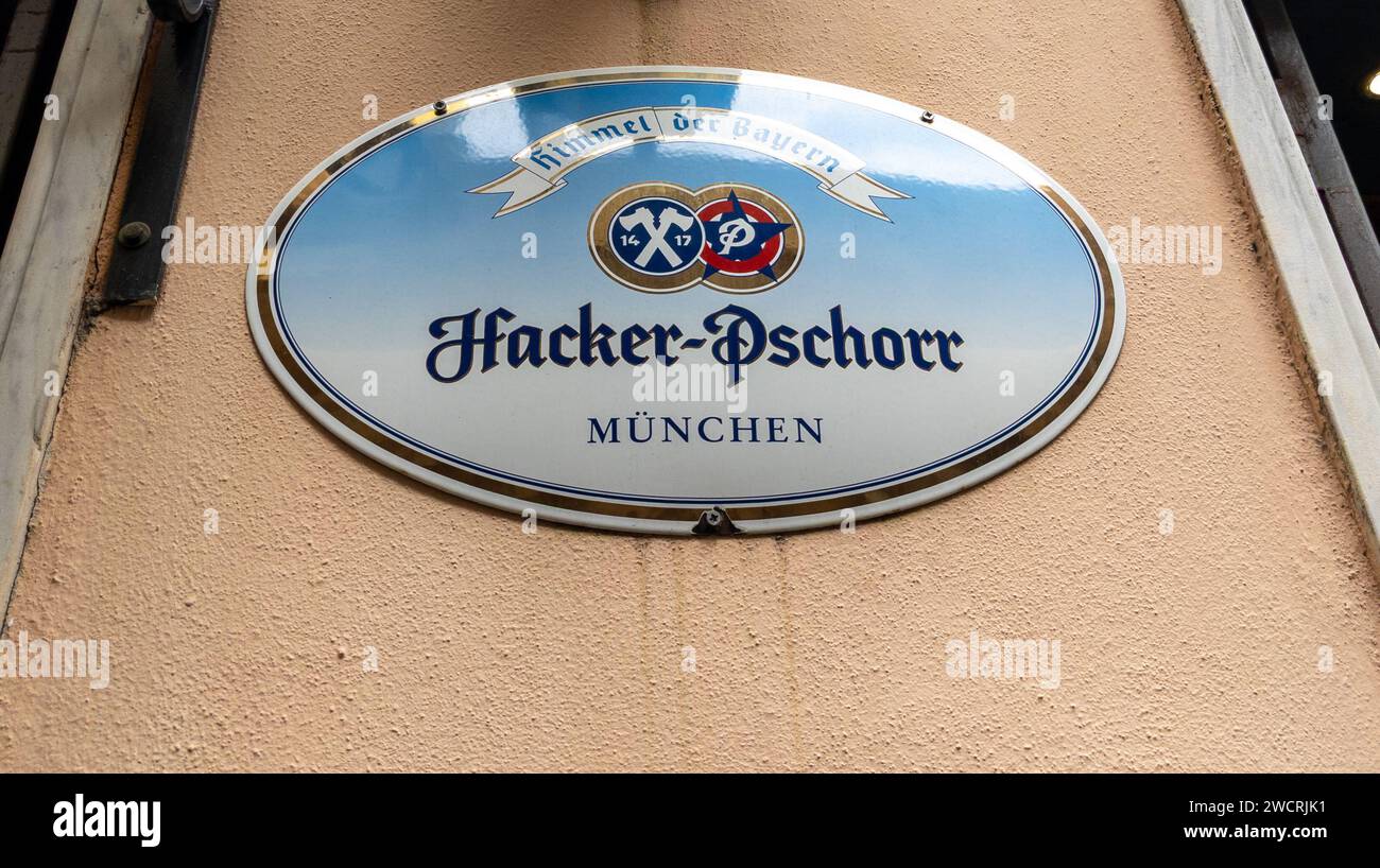 Munich , Germany - 01 12 2024 : Hacker Pschorr logo brand and sign text ...