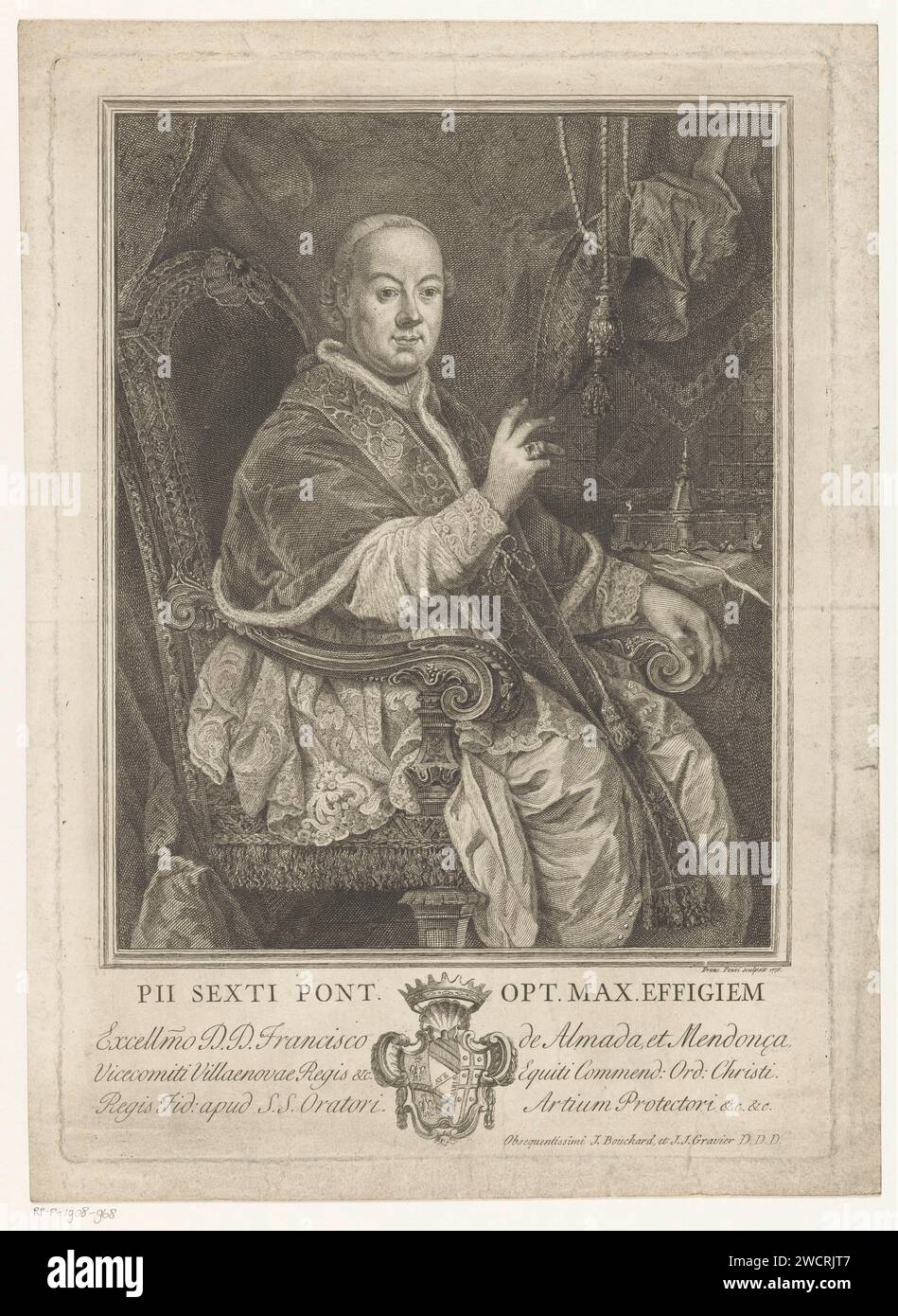 Portret Van Paus Pius VI, Francesco Pozzi, 1775 print Title, assignment ...
