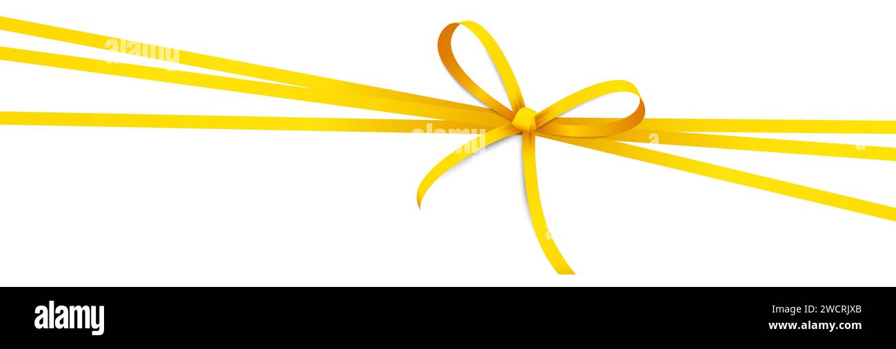 EPS 10 vector illustration of yellow colored ribbon bow and gift band ...