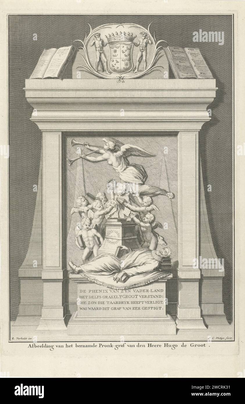 Design for the tomb of Hugo de Groot, died 1645, Jan Caspar Philips ...
