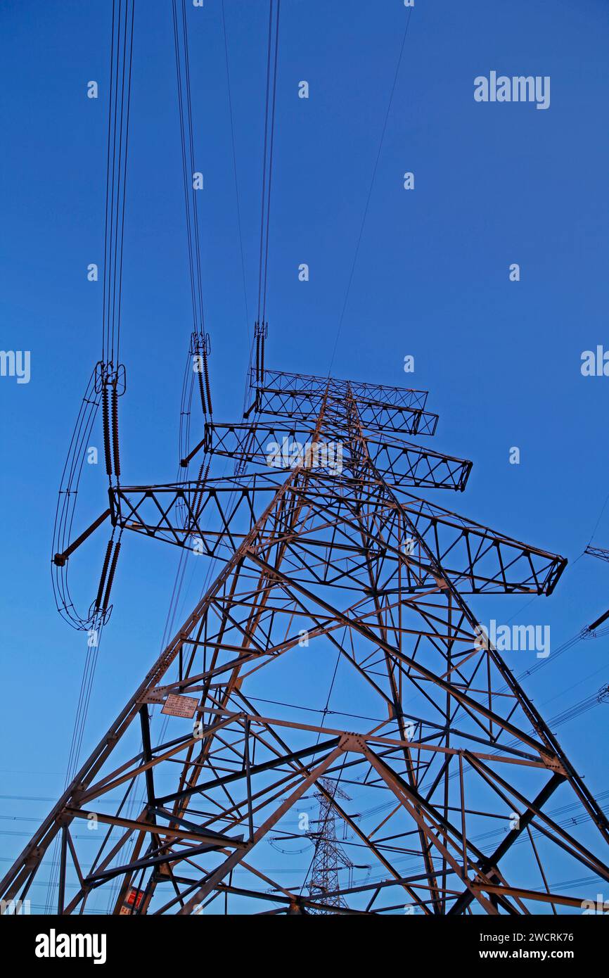 High voltage electric tower line Stock Photo - Alamy