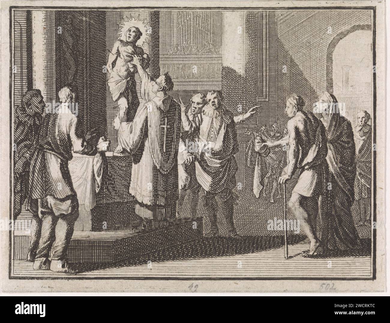 Priest absorbs the moisture of the sweaty image of Saint Sebastiaan ...