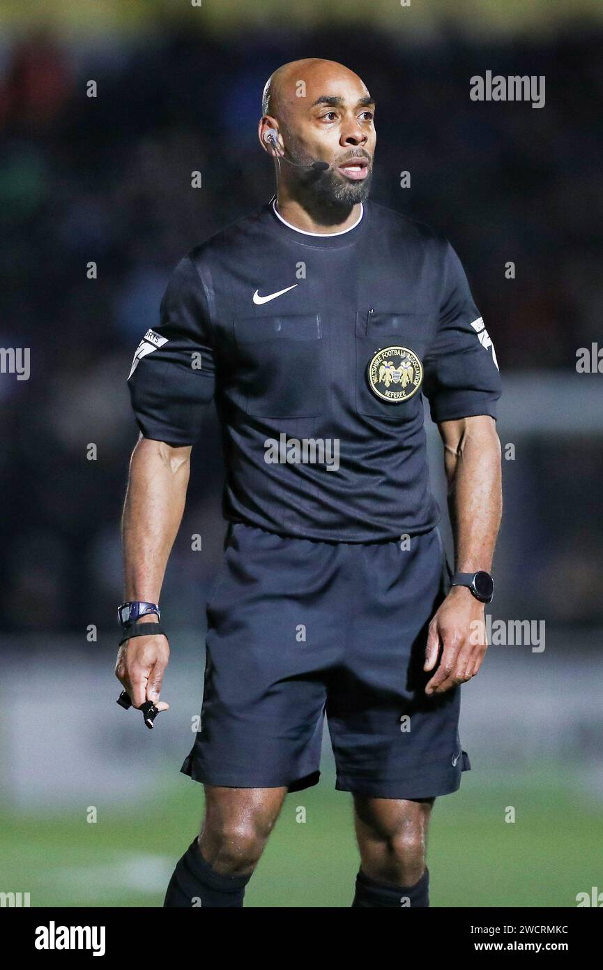 Eastleigh, UK. 16th Jan, 2024. Referee Sam Allison in action during the ...