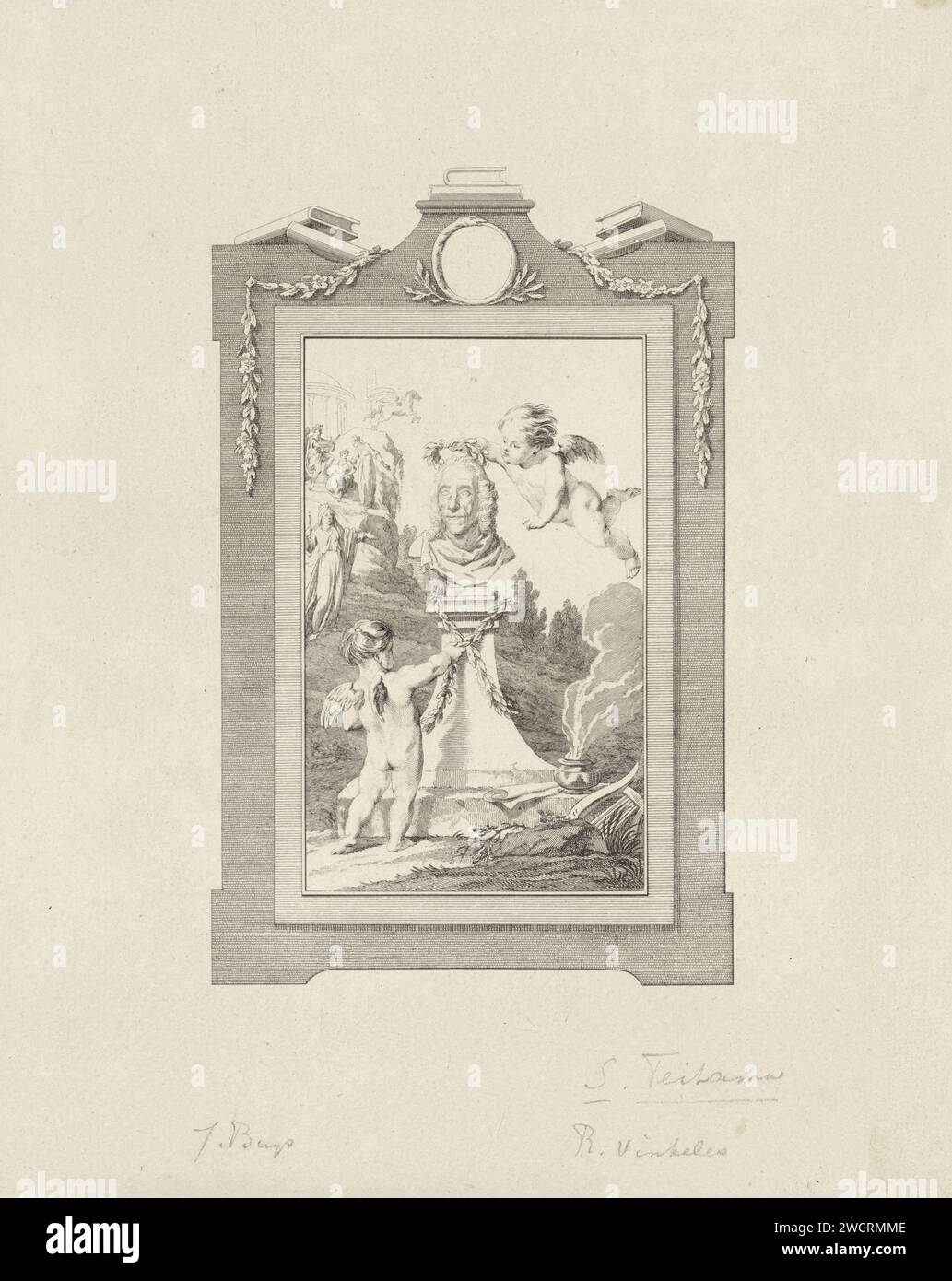 Allegorical representation with bust of Sybrand Factama, Reinier ...