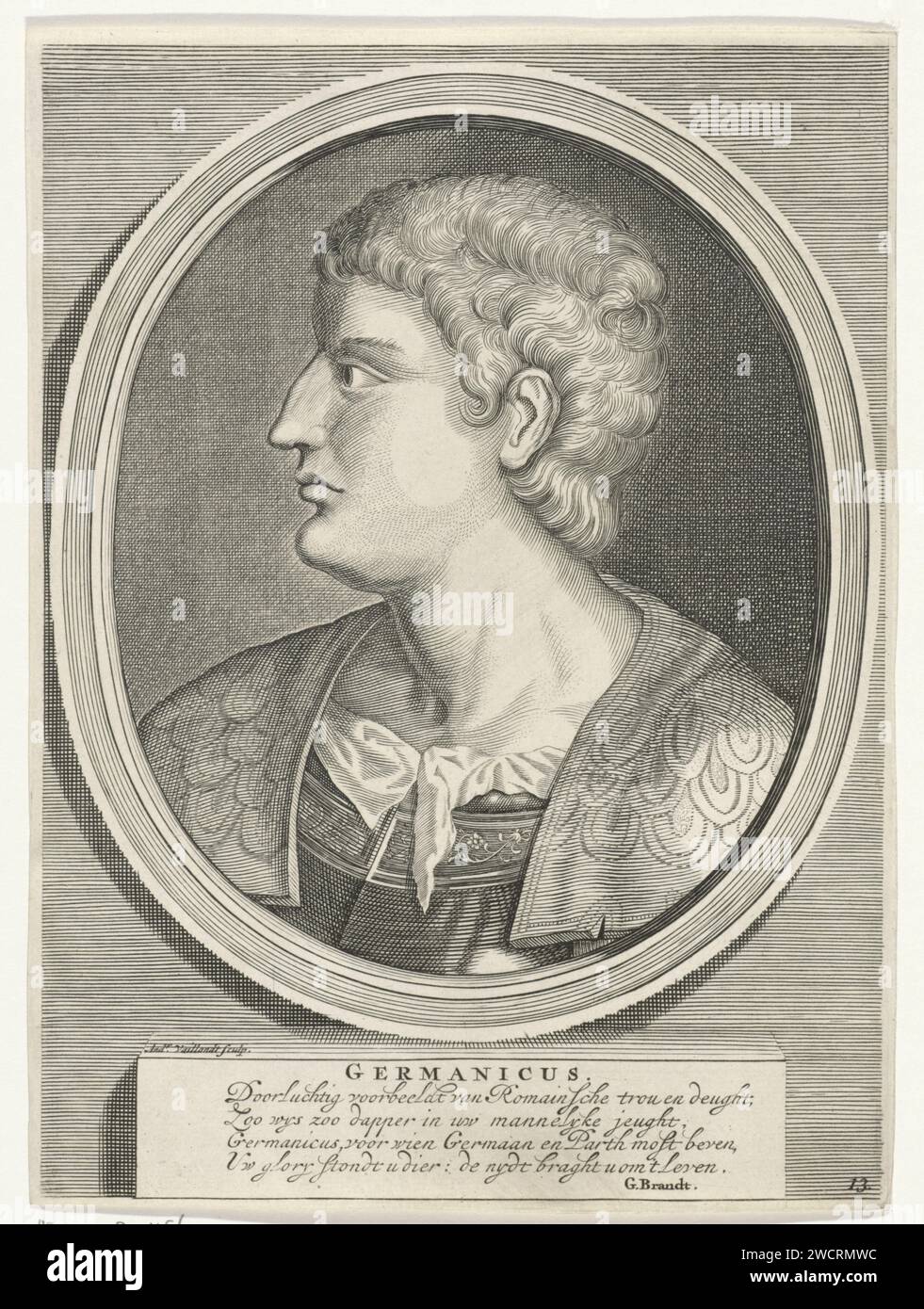 Portrait of Germanicus, Andries Vaillant, After Titian, 1665 - 1693 ...