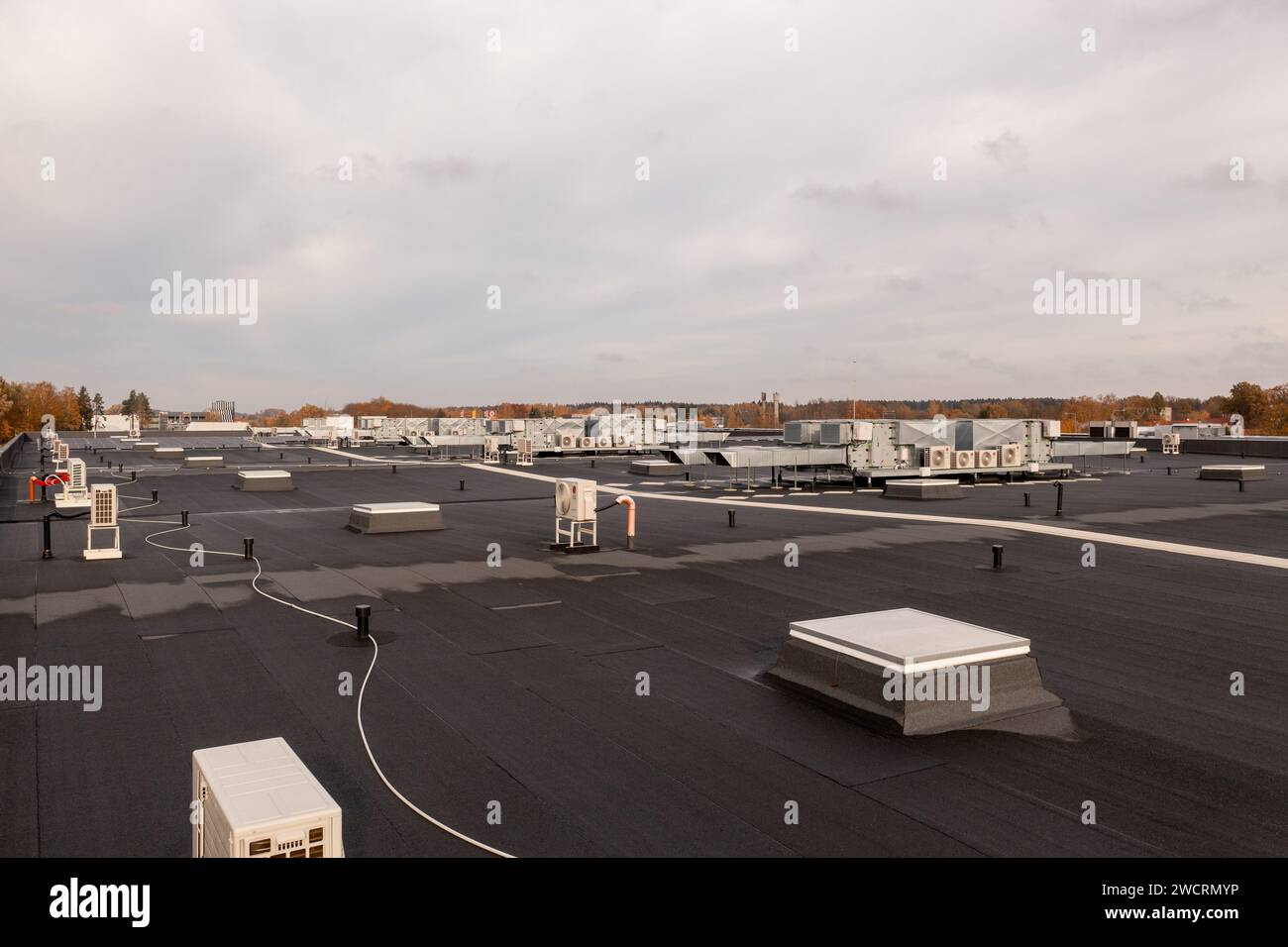 Drone photography of large commercial building rooftop with air ...