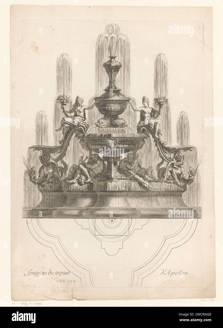Fontein with three -foot of Apollo, Louis de Châtillon, After Charles ...