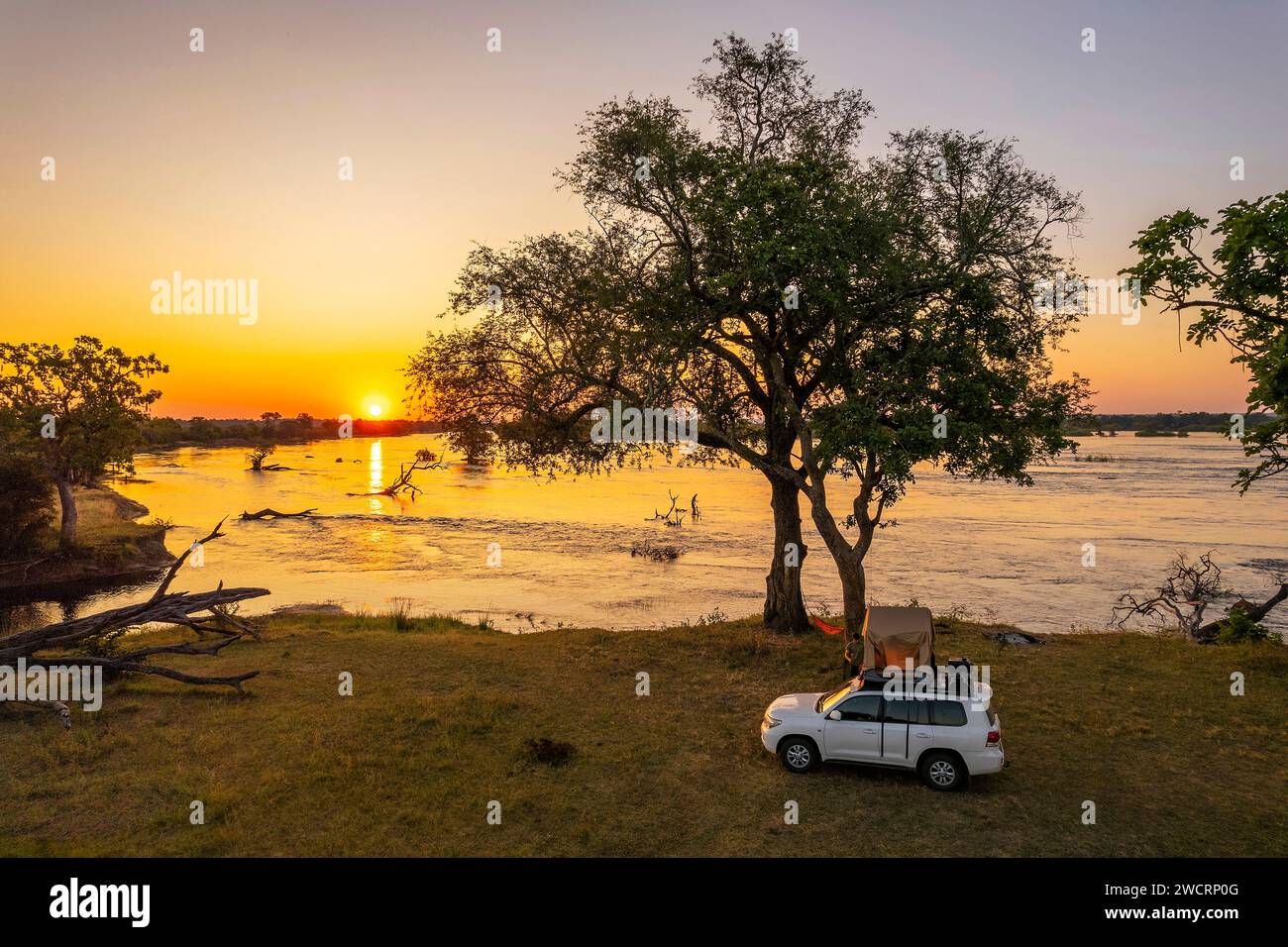 A dramatic aerial view of the Zambezi National park in Zimbabwe's ...