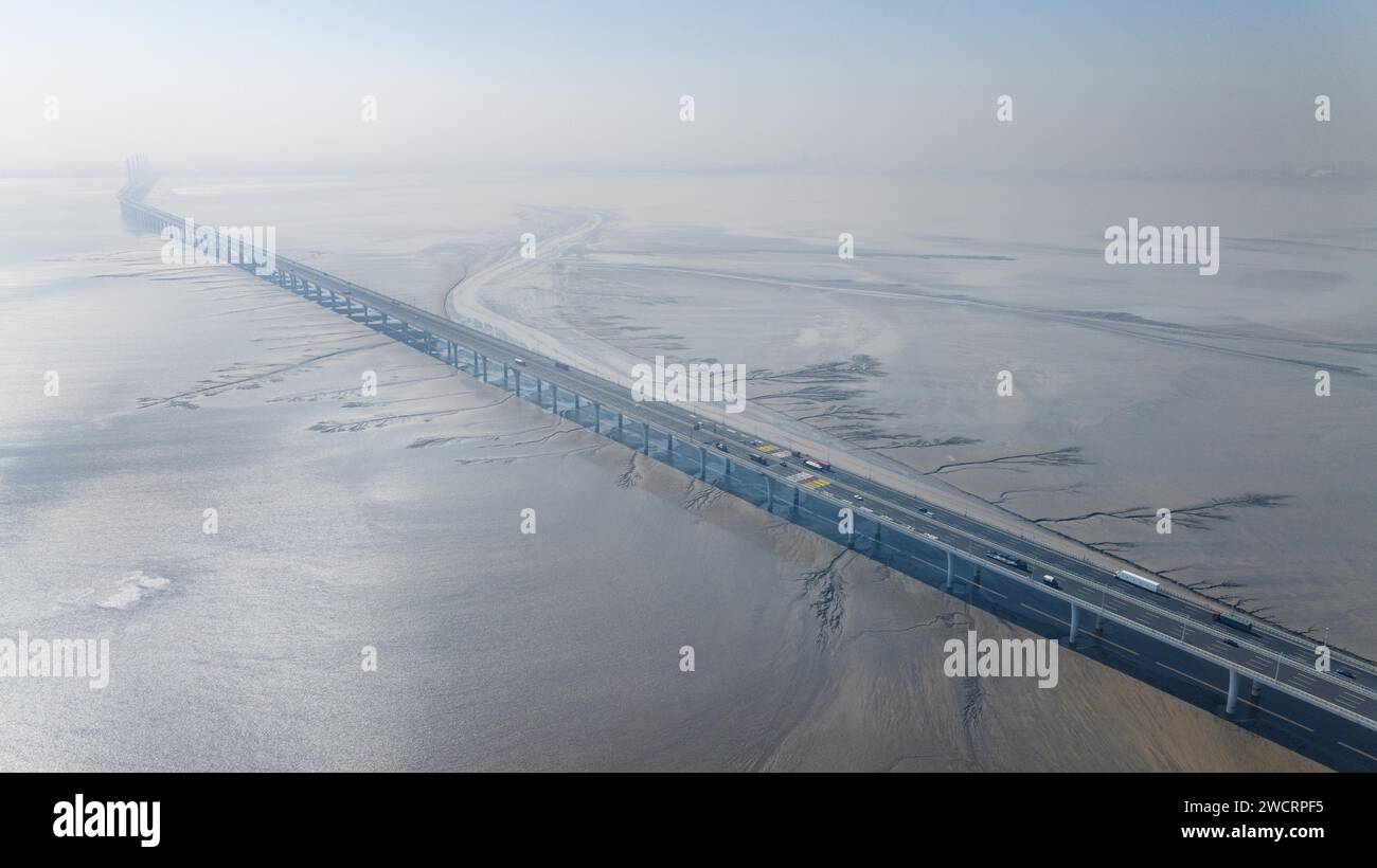 Aerial photos show the tidal-flat presenting a landscape of forests in ...