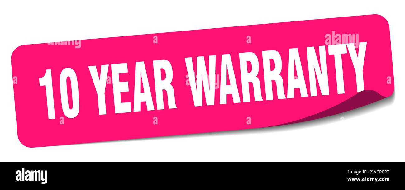 10 year warranty sticker. 10 year warranty rectangular label isolated ...