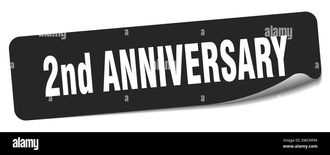 2nd anniversary sticker. 2nd anniversary rectangular label isolated on ...