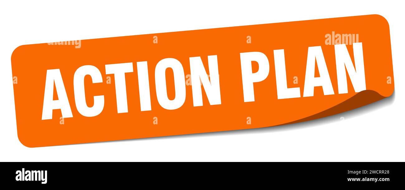 action plan sticker. action plan rectangular label isolated on white ...