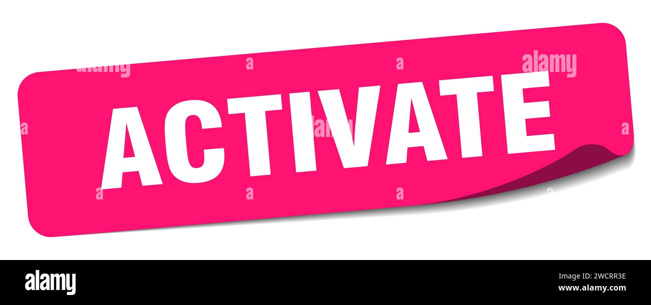 activate sticker. activate rectangular label isolated on white ...