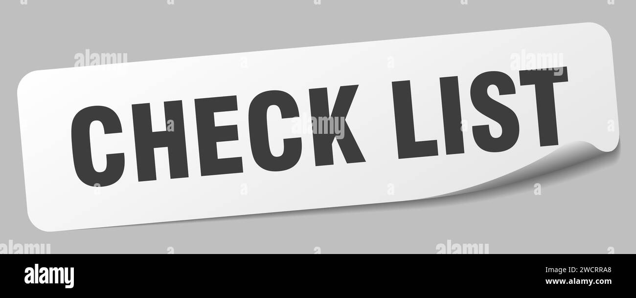 check list sticker. check list rectangular label isolated on white ...