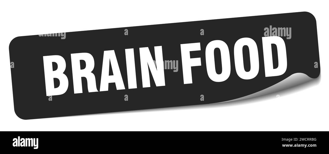 brain food sticker. brain food rectangular label isolated on white ...