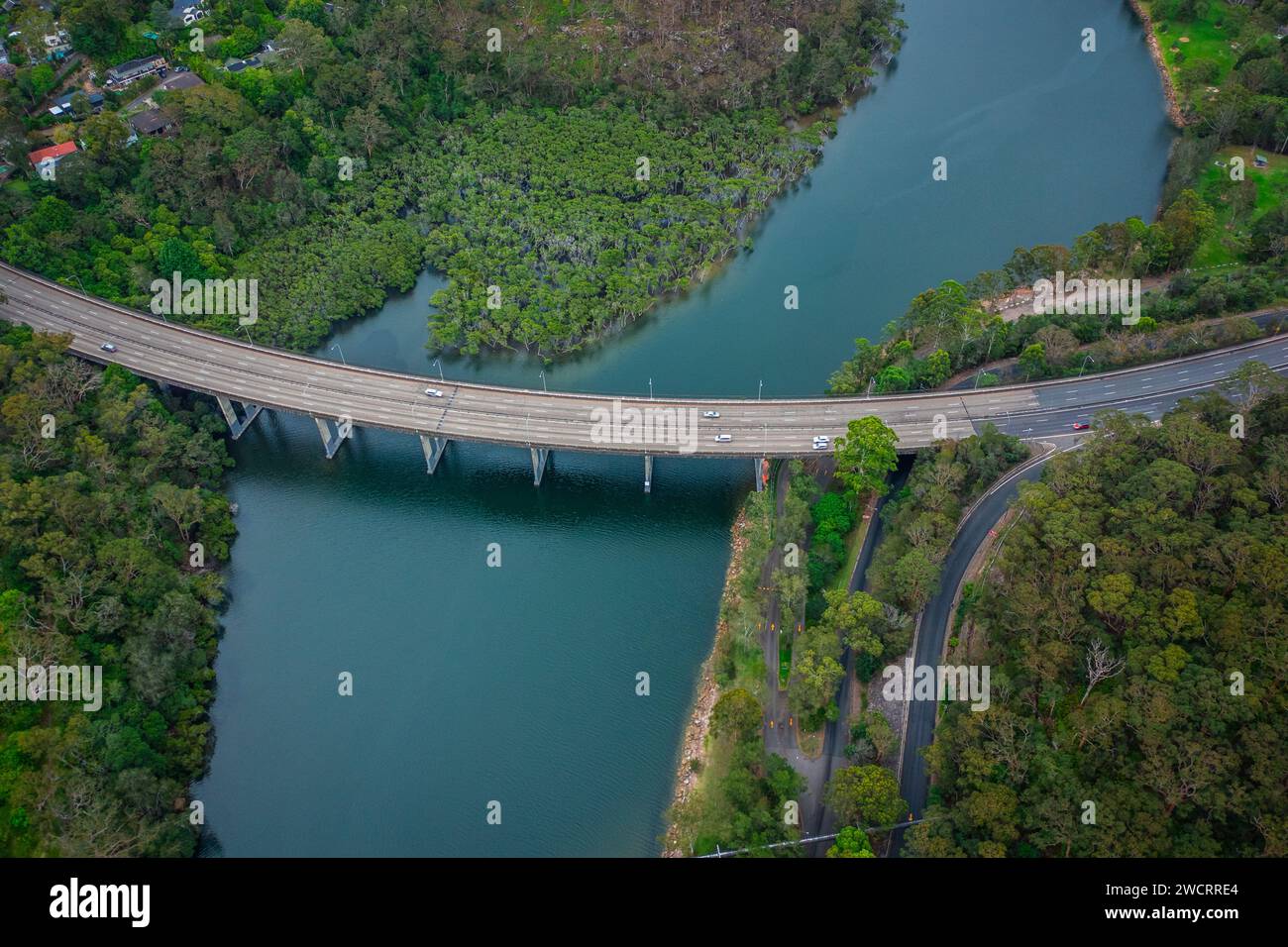 Panoramic drone aerial view over suburbs of Northern Beaches Sydney NSW ...