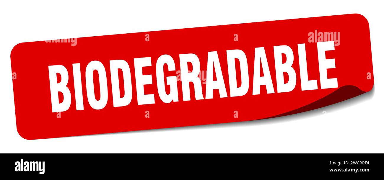 biodegradable sticker. biodegradable rectangular label isolated on ...
