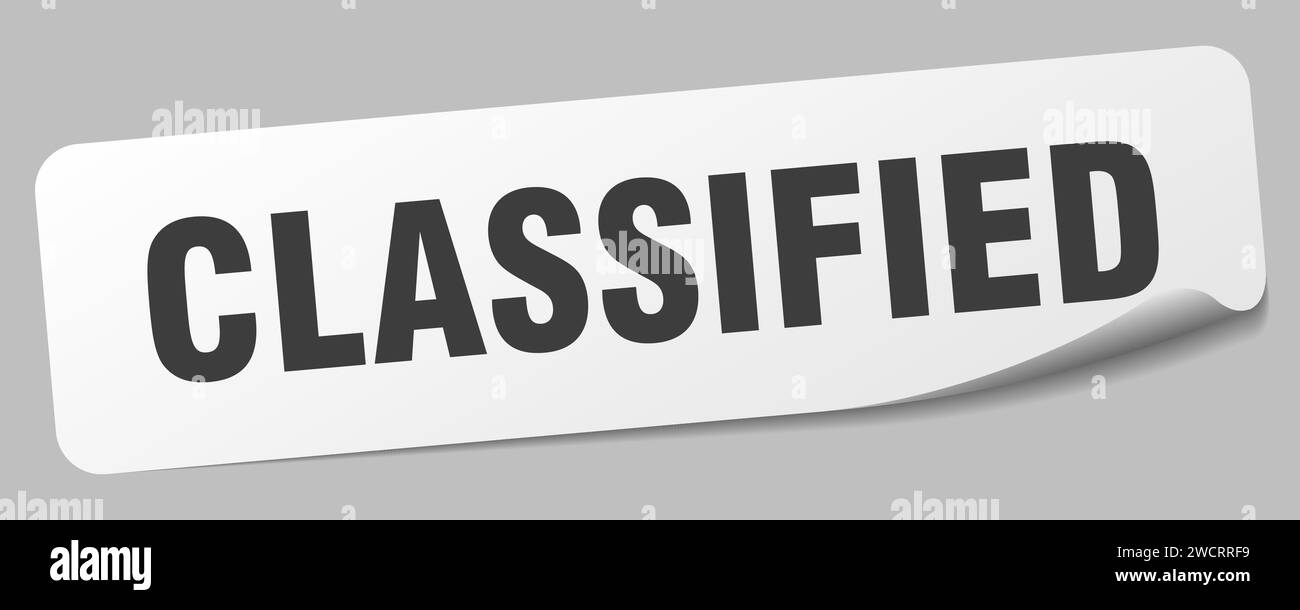 classified sticker. classified rectangular label isolated on white ...