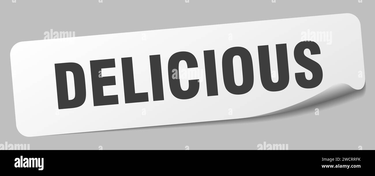 delicious sticker. delicious rectangular label isolated on white ...