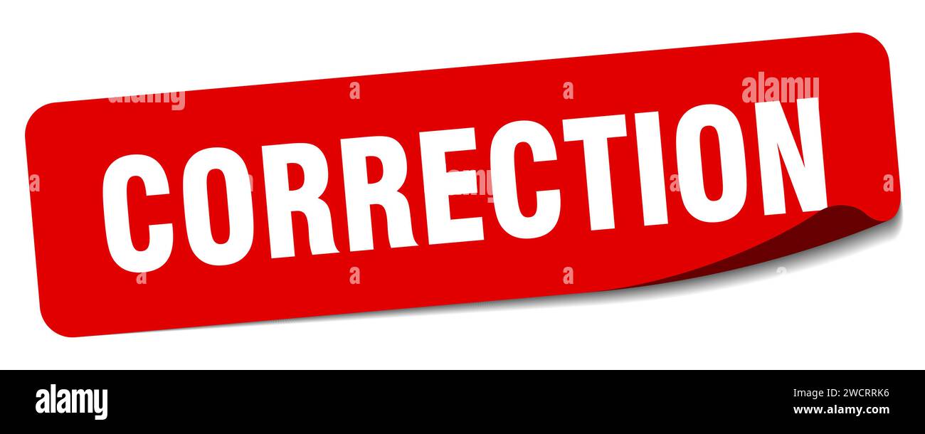 correction sticker. correction rectangular label isolated on white ...