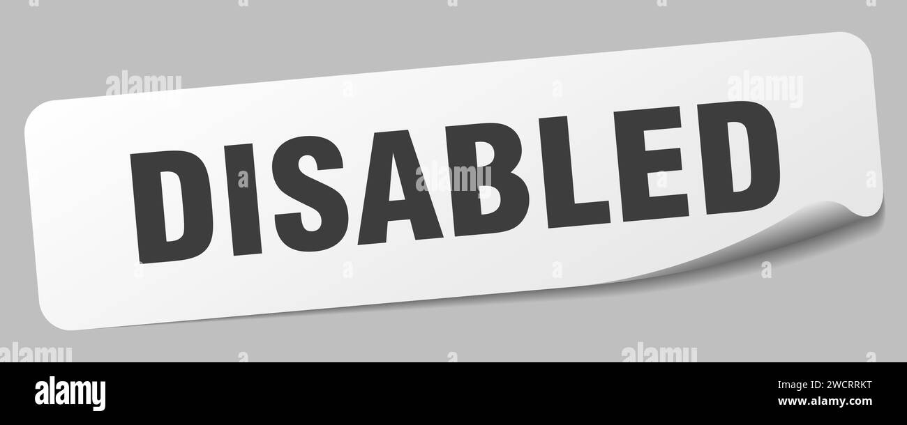 disabled sticker. disabled rectangular label isolated on white ...