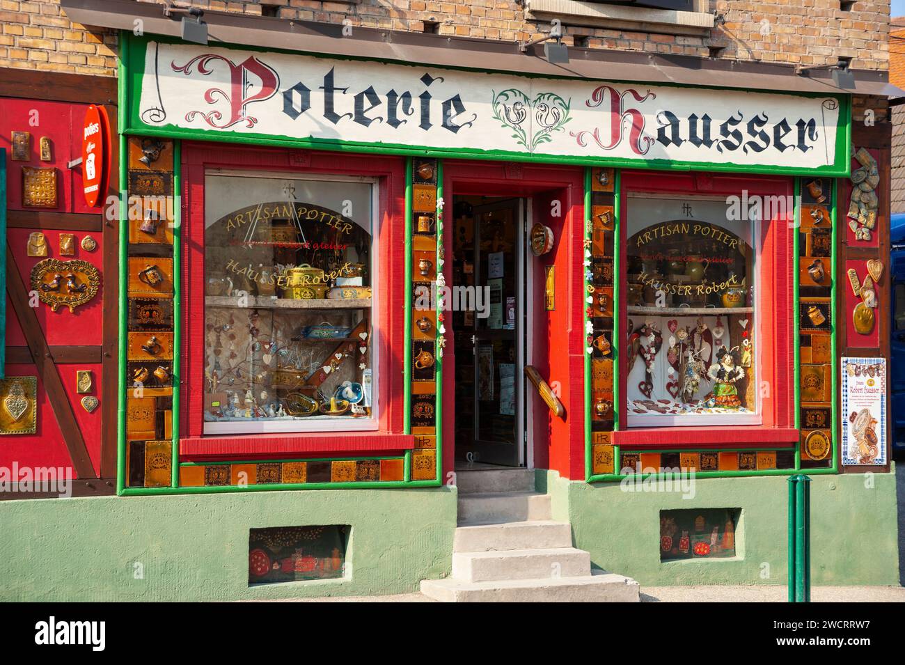 Shop selling traditional pottery, Soufflenheim, Alsace, France, Europe ...