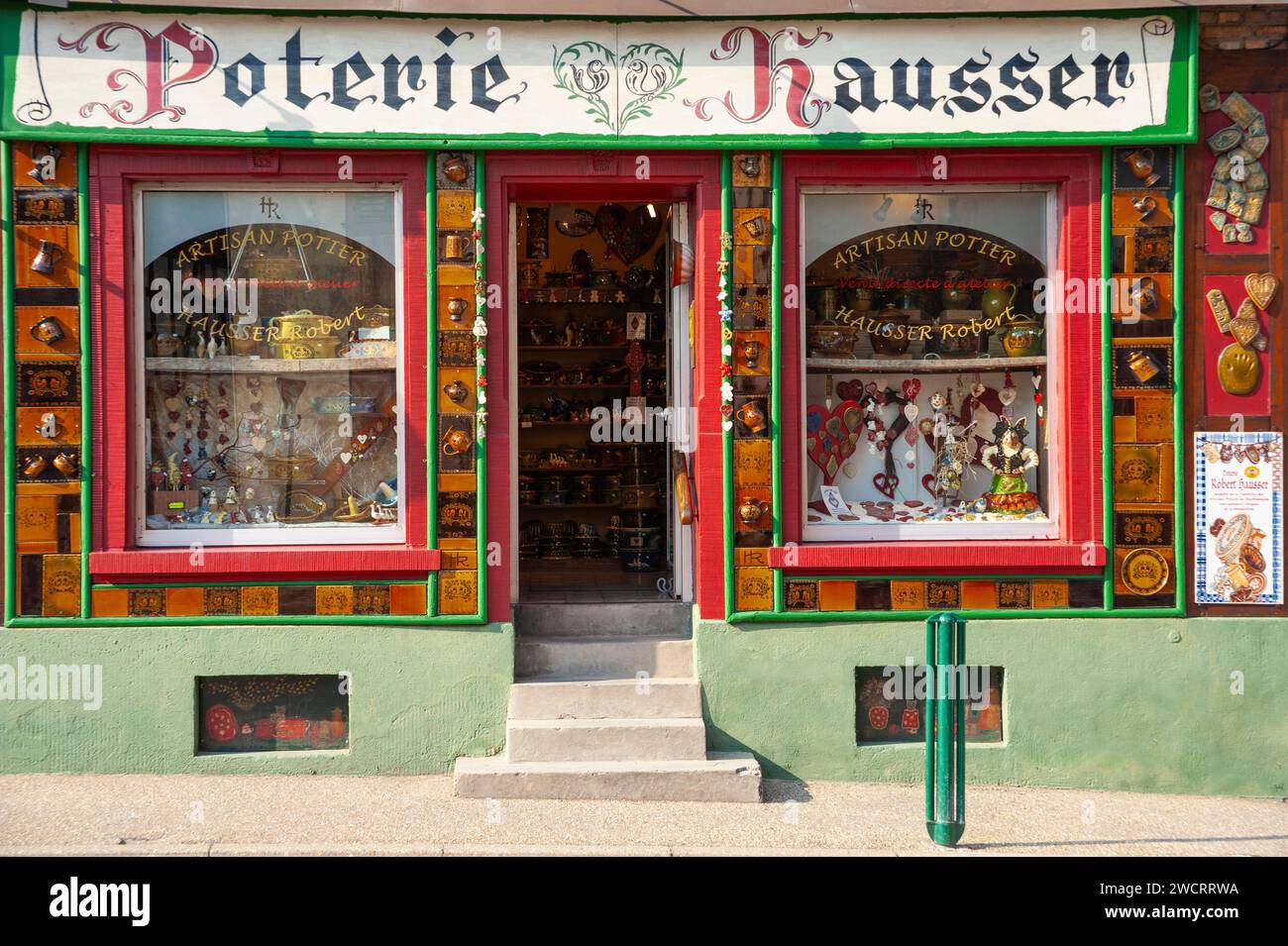 Shop selling traditional pottery, Soufflenheim, Alsace, France, Europe ...