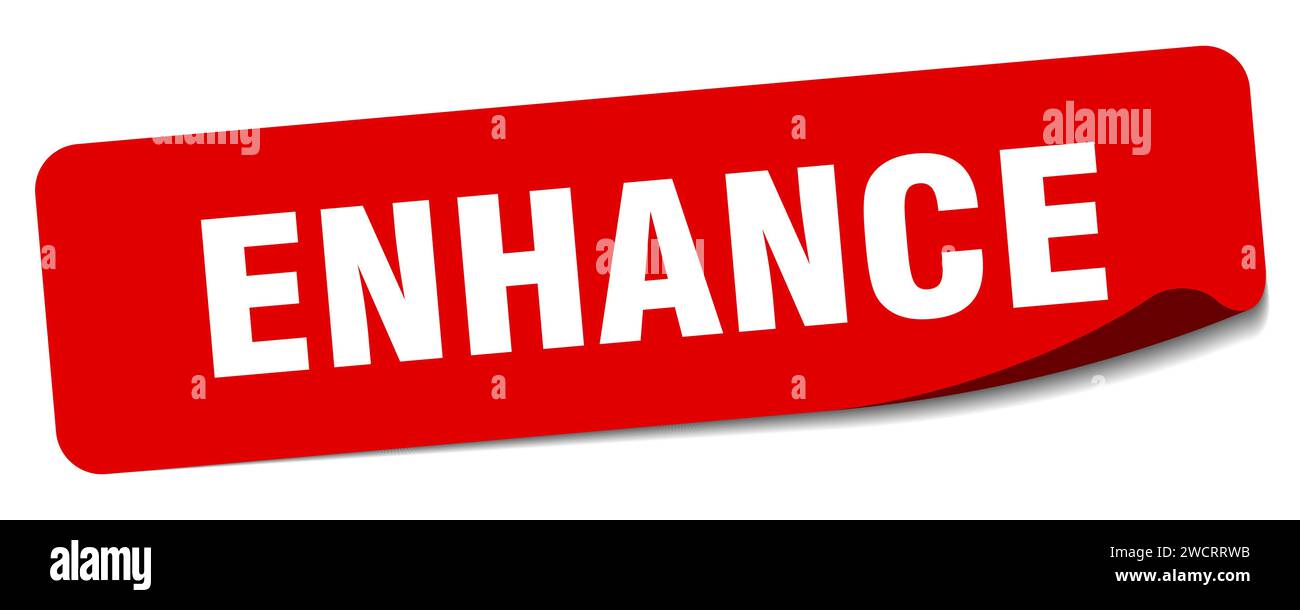 enhance sticker. enhance rectangular label isolated on white background ...