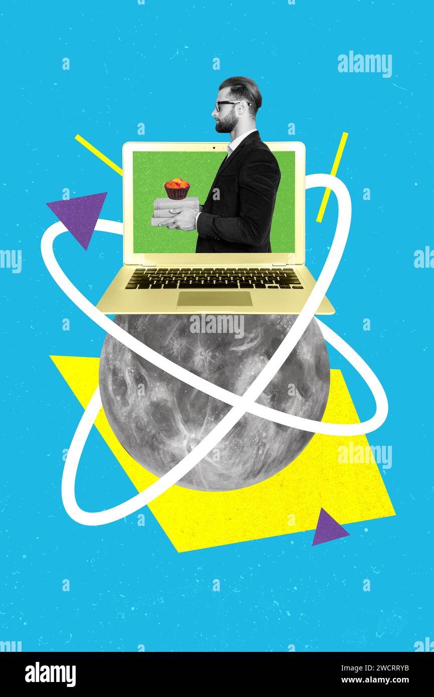 Composite collage picture image of man businessman netbook screen full ...