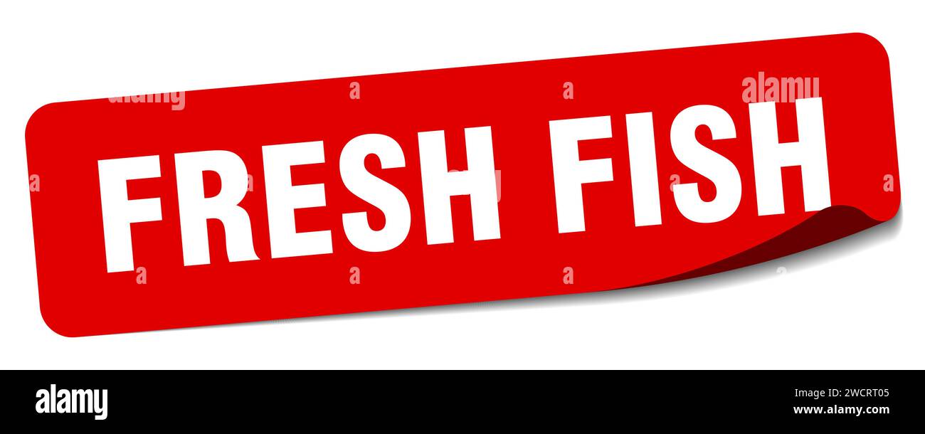 fresh fish sticker. fresh fish rectangular label isolated on white ...