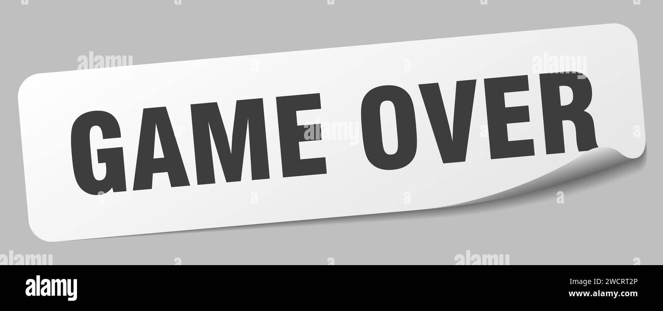 game over sticker. game over rectangular label isolated on white ...