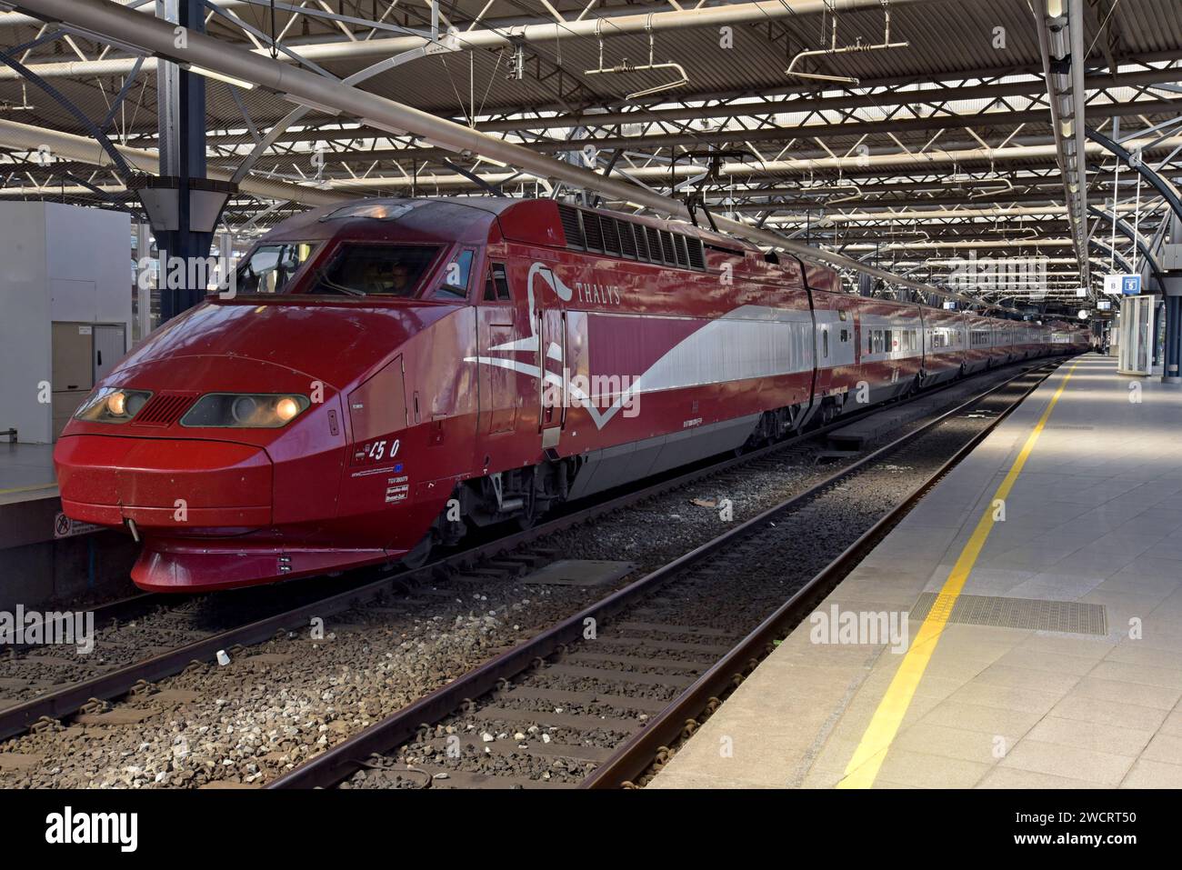 Thalys high speed electric train at Brussels Midi international station ...