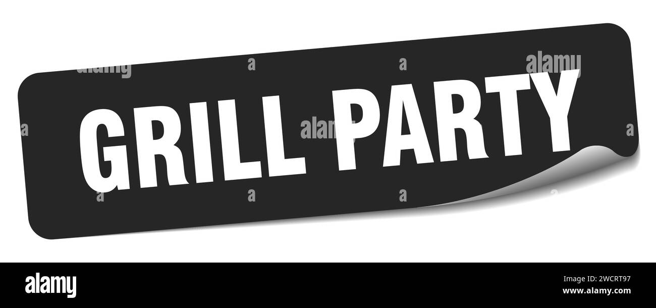 grill party sticker. grill party rectangular label isolated on white ...