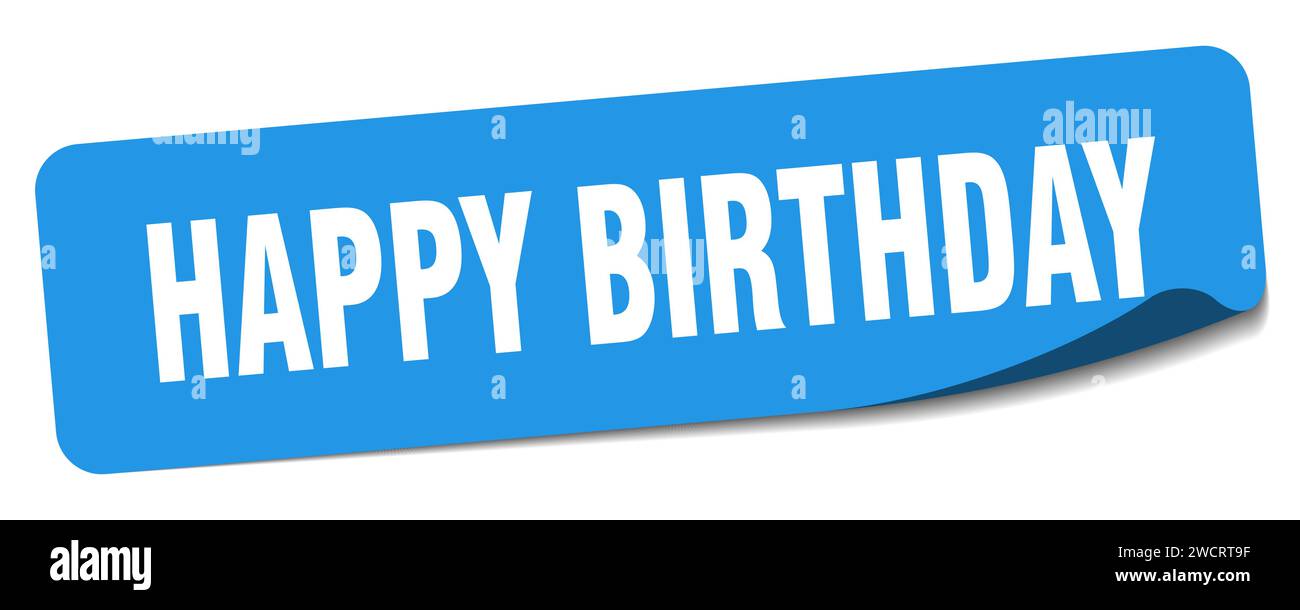 happy birthday sticker. happy birthday rectangular label isolated on ...