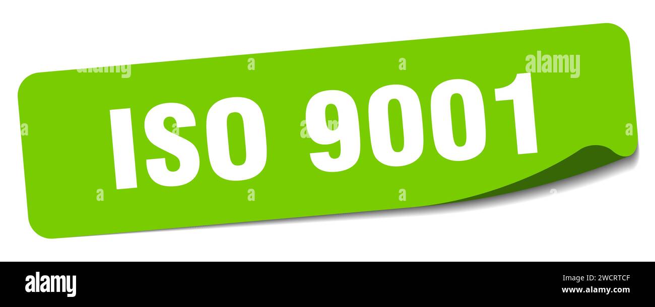 iso 9001 sticker. iso 9001 rectangular label isolated on white ...