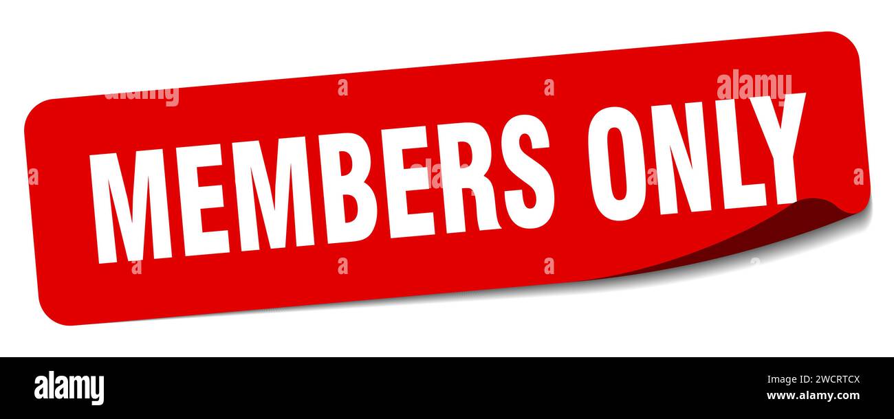 members only sticker. members only rectangular label isolated on white ...