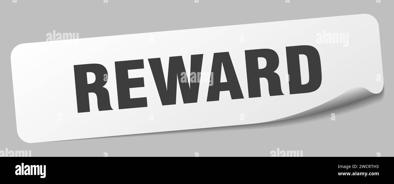 reward sticker. reward rectangular label isolated on white background ...