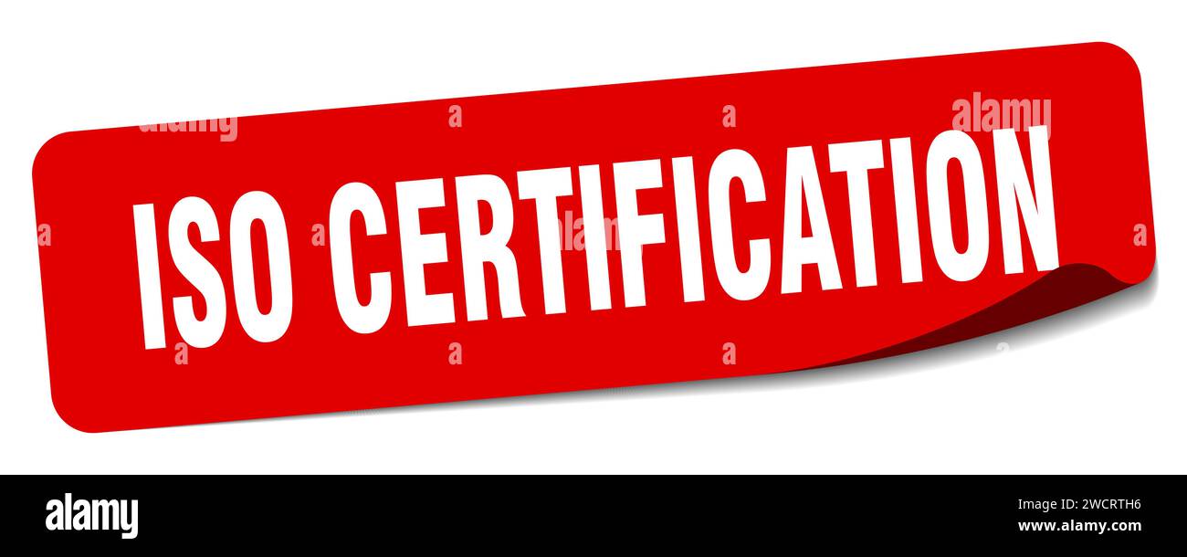 iso certification sticker. iso certification rectangular label isolated ...