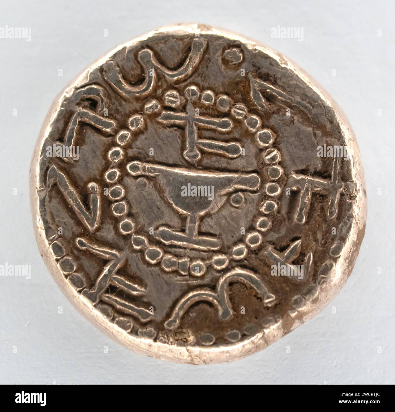 Ancient silver coin of the first Shekel from the first Jewish-Roman war ...