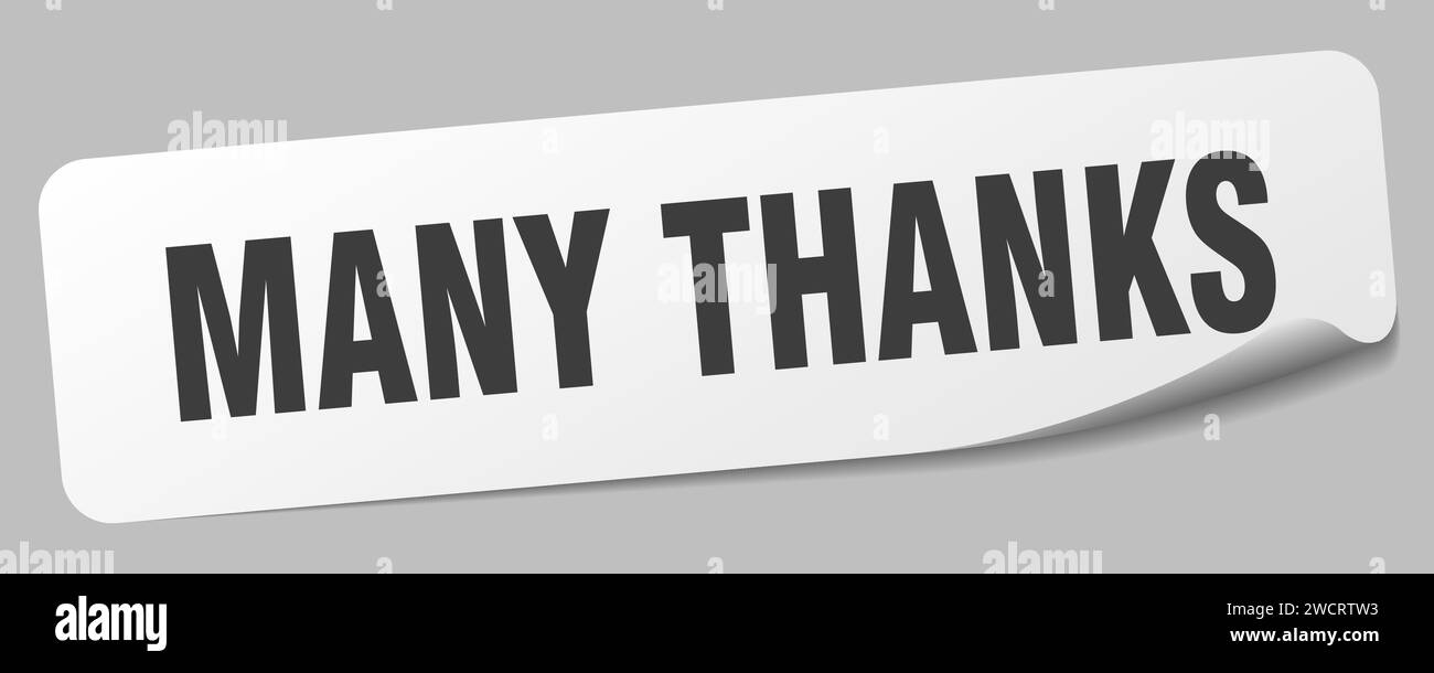 many thanks sticker. many thanks rectangular label isolated on white ...