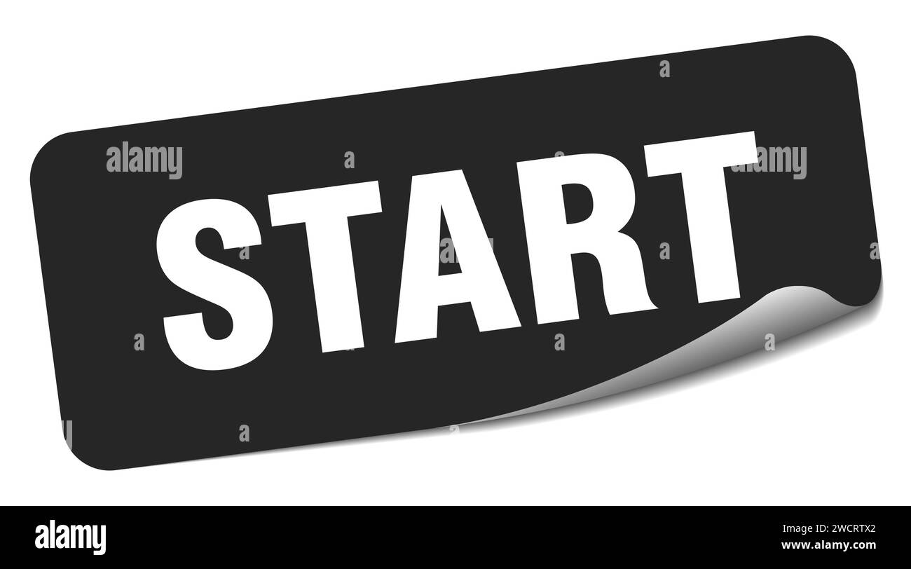 start sticker. start rectangular label isolated on white background ...