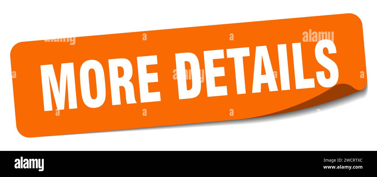 more details sticker. more details rectangular label isolated on white ...