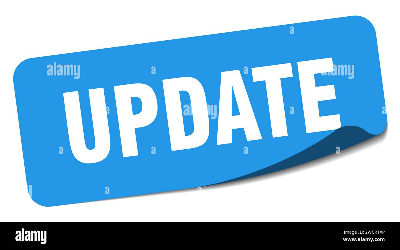 update sticker. update rectangular label isolated on white background ...