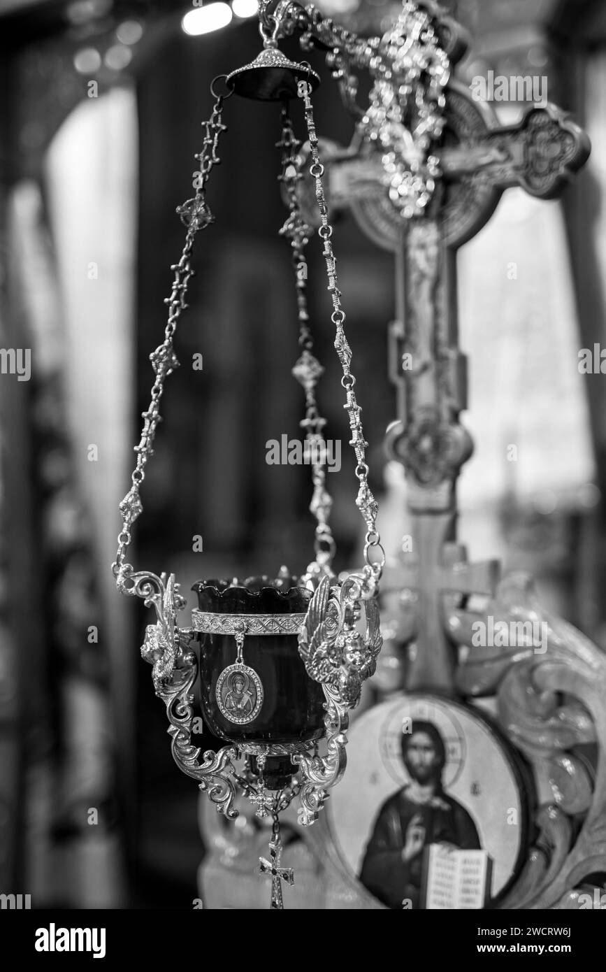 Candlestick holder church orthodox Black and White Stock Photos ...