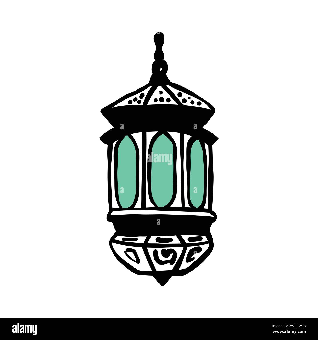 Ramadan Kareem hanging lantern, lamp line icons. Arabian design element ...