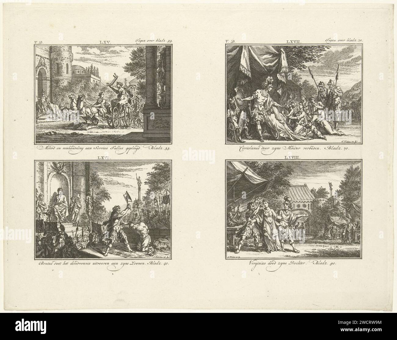 Four performances from classical history, Simon Fokke, 1722 - 1784 ...