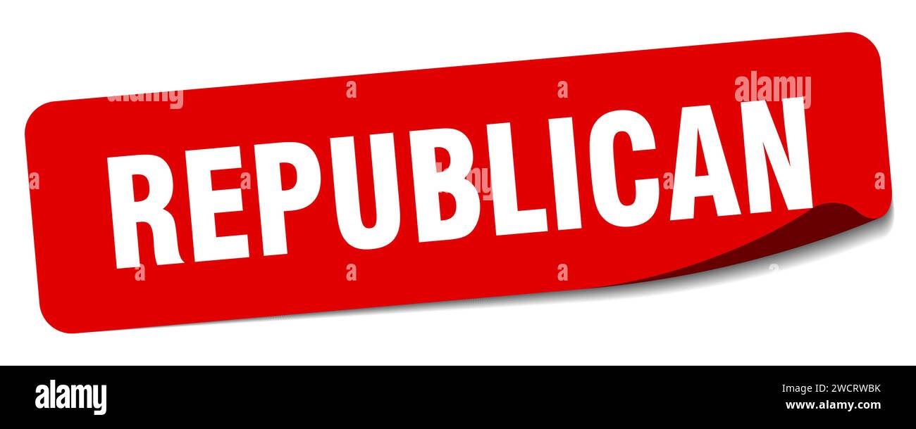 republican sticker. republican rectangular label isolated on white ...