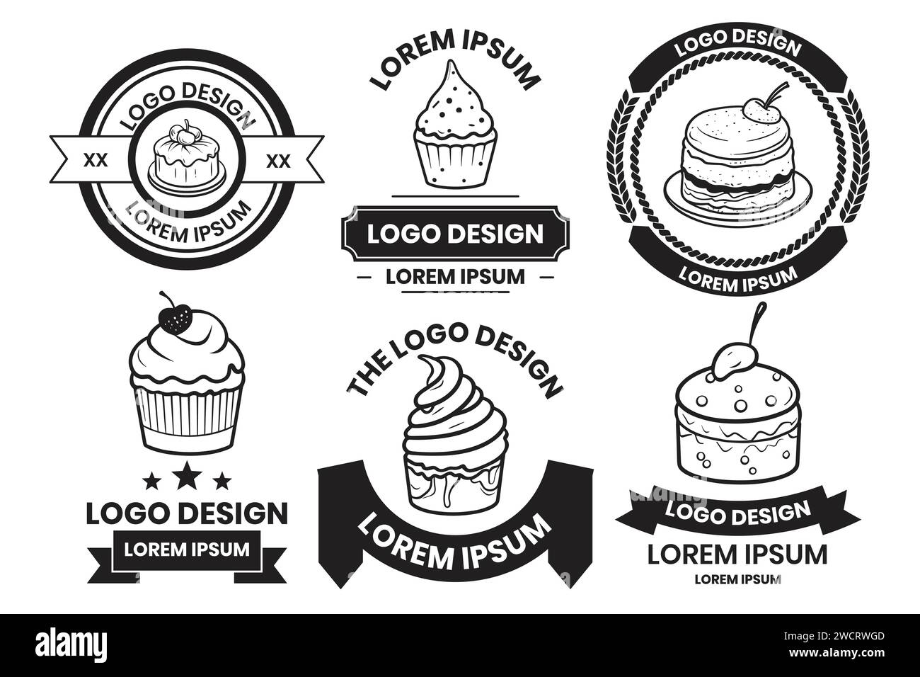 Cake and dessert shop logo in vintage style isolated on background ...
