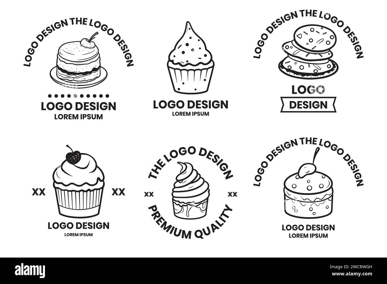 Cake and dessert shop logo in vintage style isolated on background ...