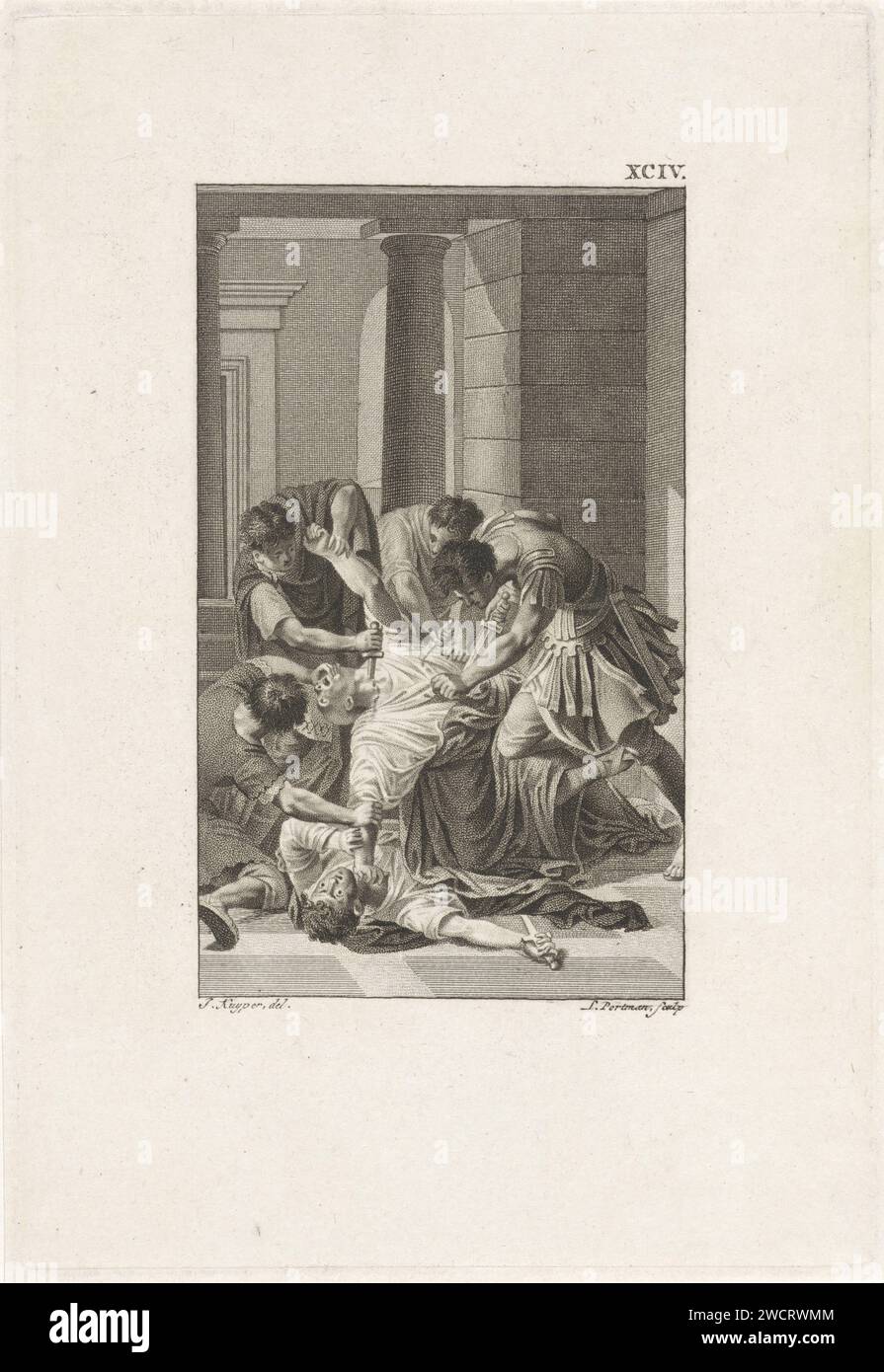 Murder of Domitianus, Ludwig Gottlieb Portman, after Jacques Kuyper ...